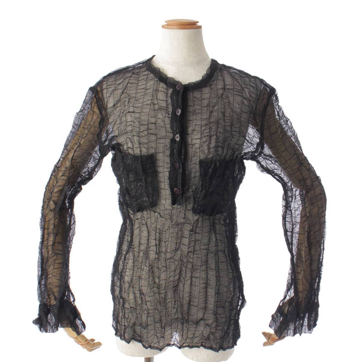 【楽天市場】【イッセイミヤケ】Issey miyake ストライプ ブラウス トップス IM61-FJ812 ブラック M 【中古】【鑑定済・正規品保証】184710：retro