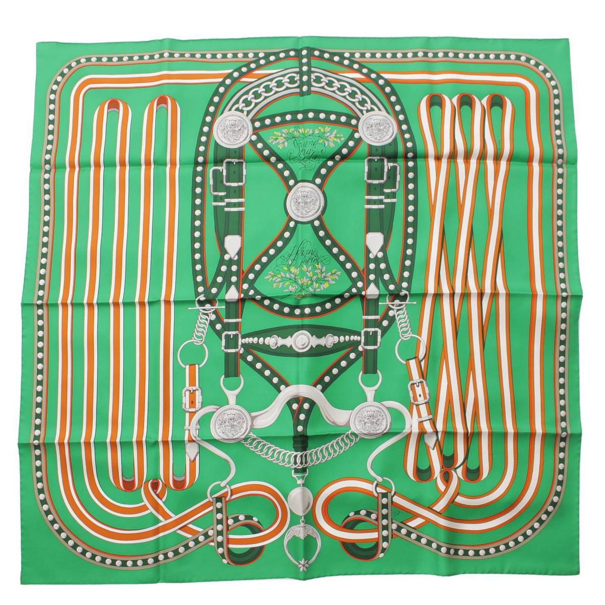 【楽天市場】【エルメス】Hermes カレ90 シルクスカーフ Grand Tralala グラン トゥラララ グリーン 【中古】【鑑定済 ...