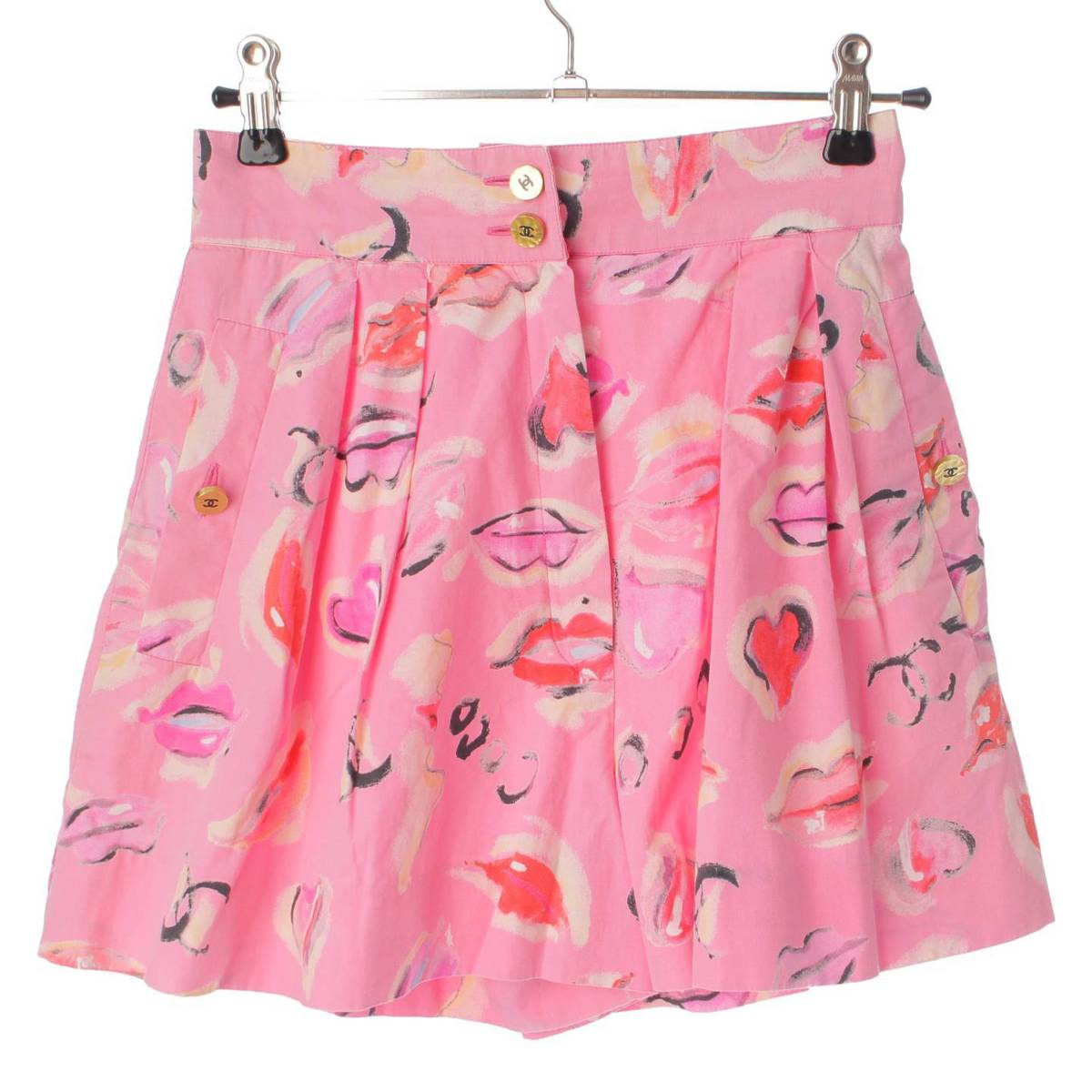 【楽天市場】【シャネル】Chanel 95P リップ ハート 総柄 ショートパンツ キュロット P05046 ピンク 34 【中古】【鑑定済 ...
