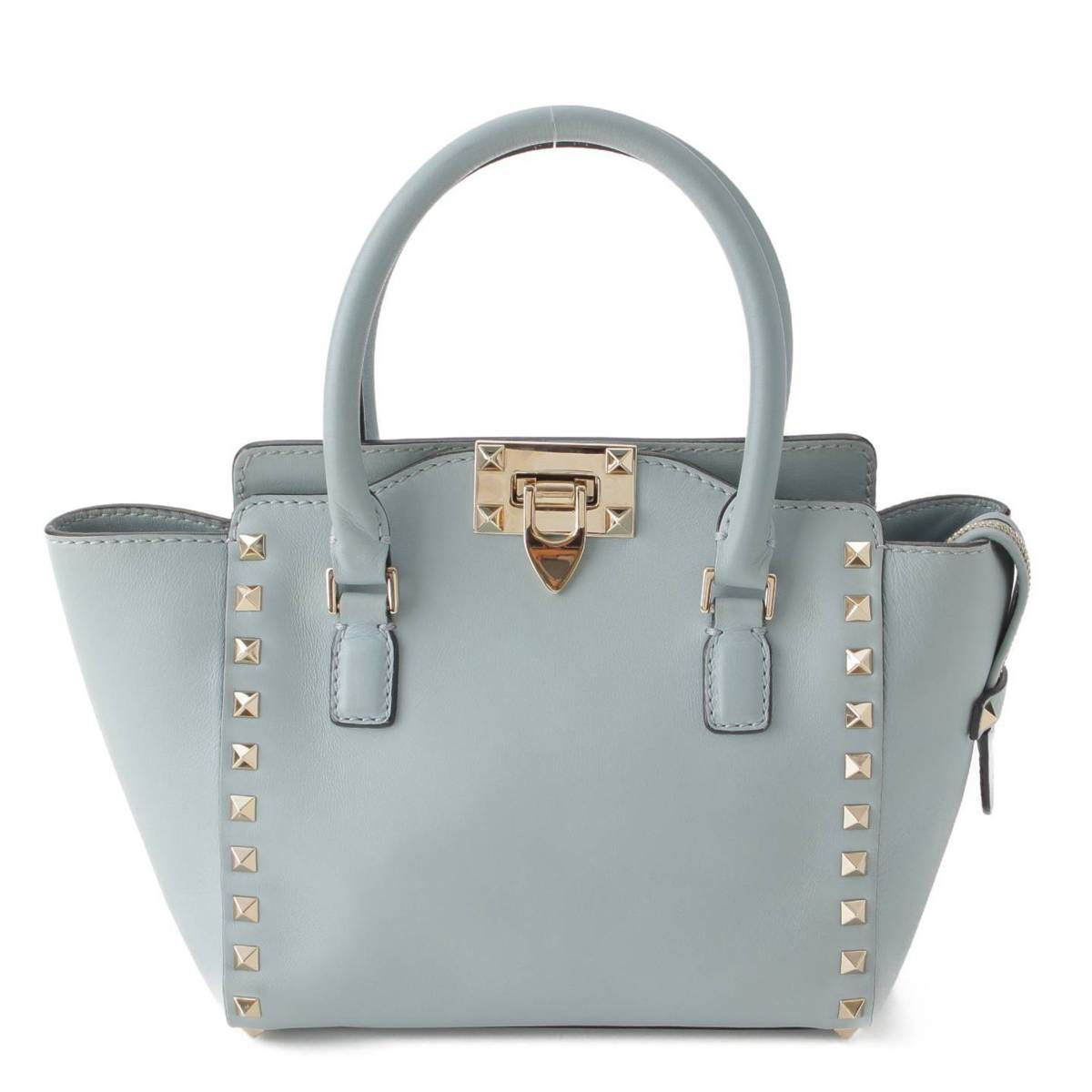 【楽天市場】【ヴァレンティノ】Valentino ロックスタッズ レザー 2WAY ハンドバッグ ライトブルー 【中古】【鑑定済・正規品保証 ...