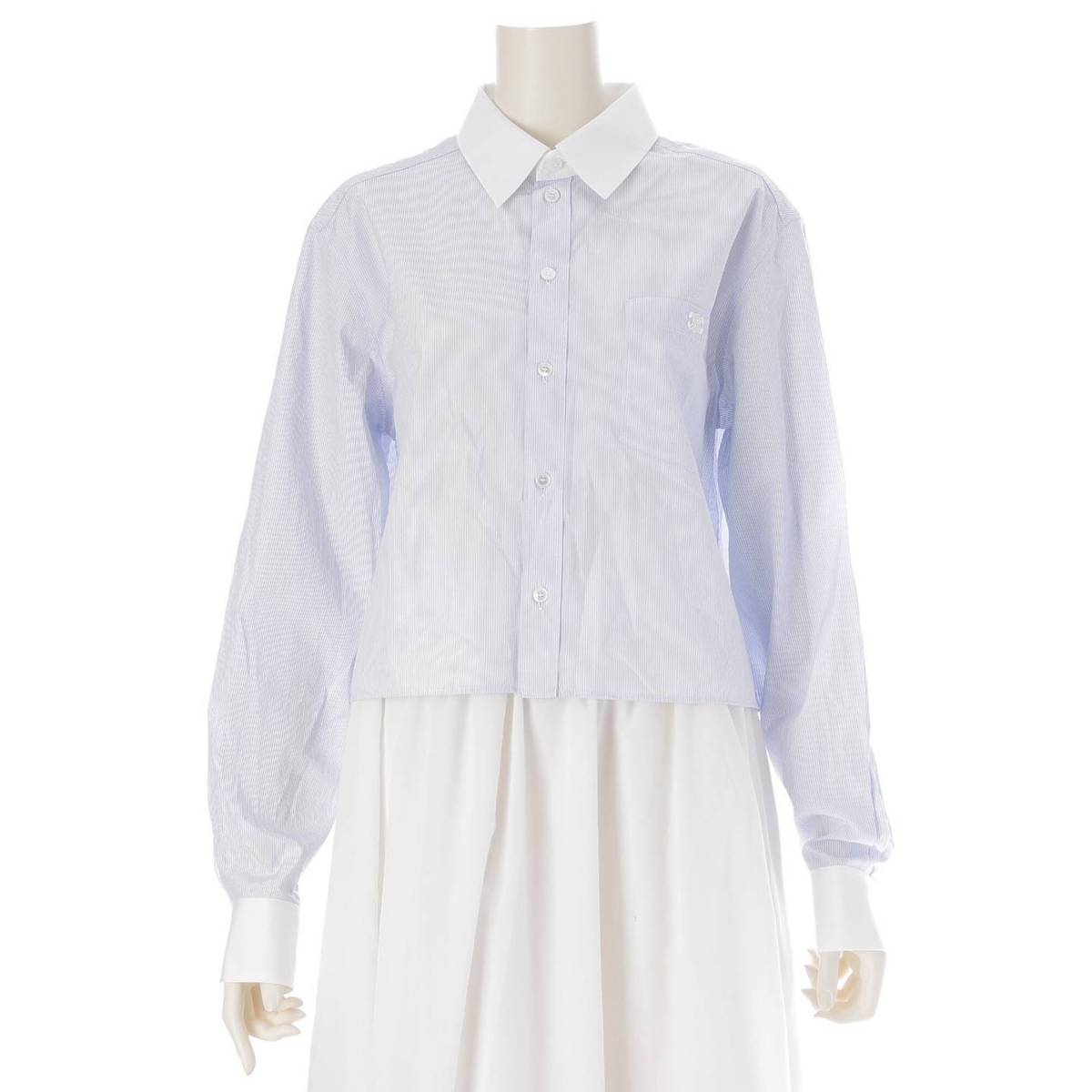 【楽天市場】【セリーヌ】Celine 24SS コットンポプリン ストライプ トリオンフ シャツ 2C903833W.01KA ブルー 38 ...