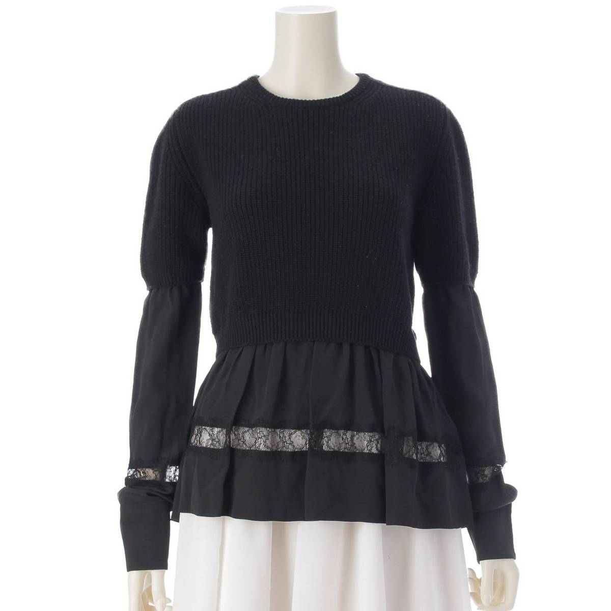 【楽天市場】【ヌメロ ヴェントゥーノ】N21 ニットドッキング ペプラム チュニック レース トップス ブラック 40 【中古】【鑑定済・正規 ...