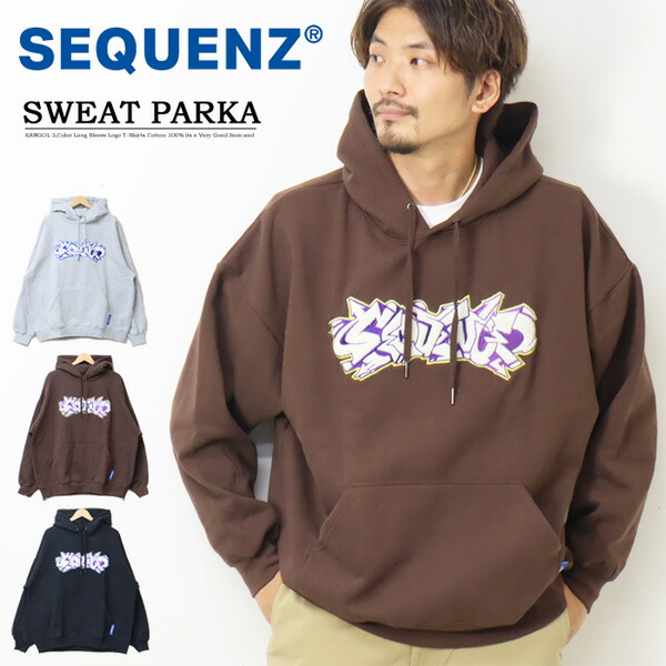 【楽天市場】SEQUENZ シークエンズグラフィティロゴ サガラ刺繍 スウェットパーカー 2770023 フーディー プルパーカー 裏起毛 メンズ レディース ユニセックス 送料無料：REX ...