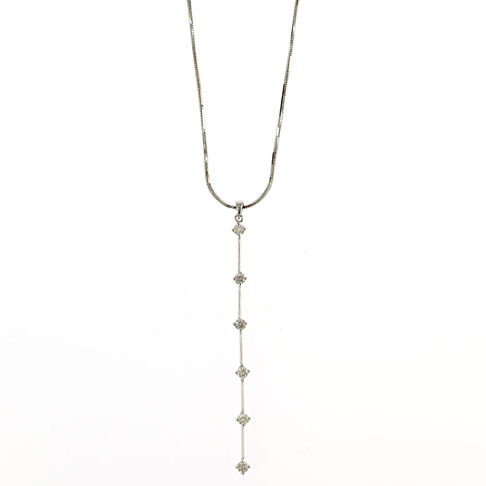 【楽天市場】バーモチーフ･6P･ダイヤモンドネックレス･ペンダント/K18(WG無)-6.6g/0.4ct/ホワイトゴールド【♀】【N】【レディース】/h230905★ 492826【中古 ...