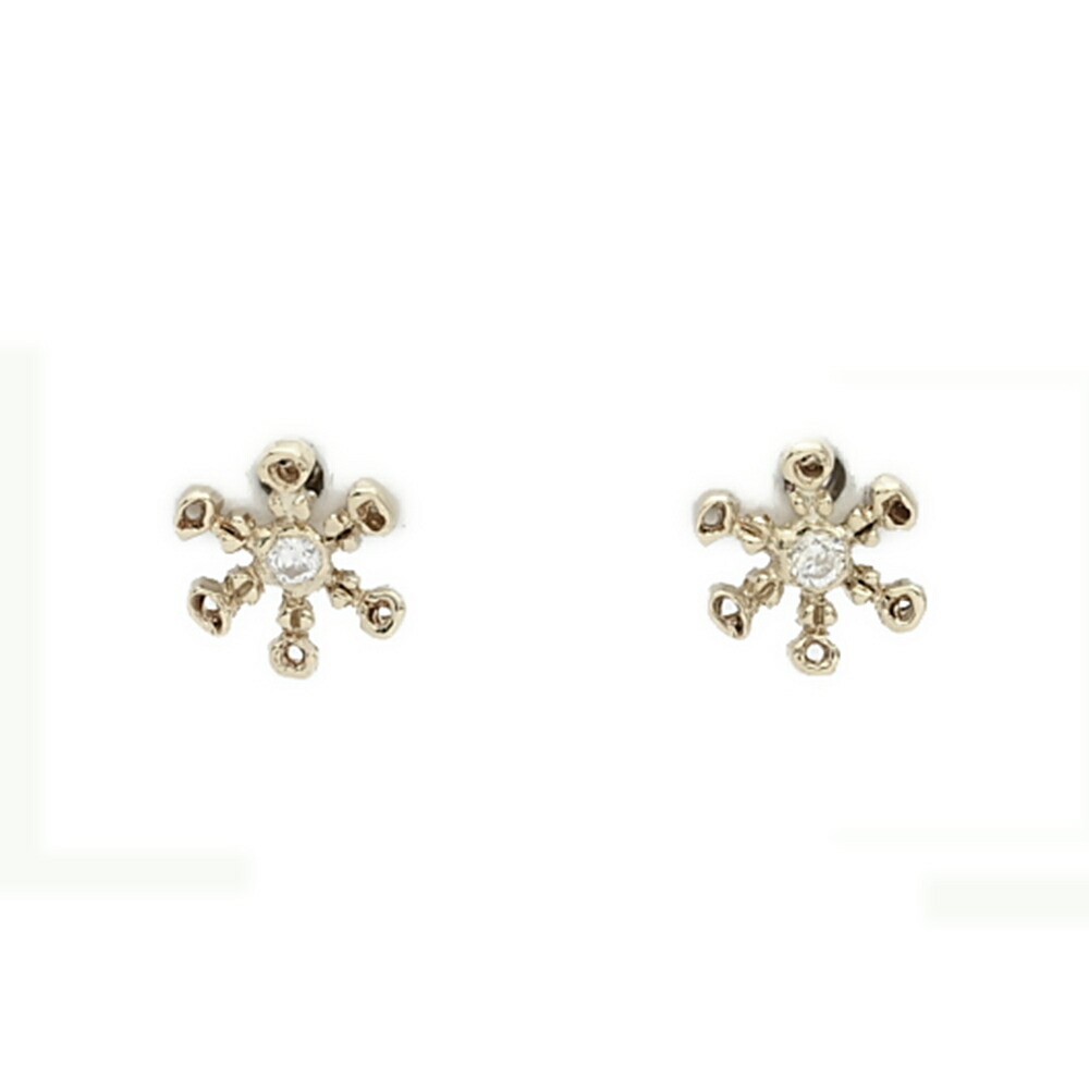 【楽天市場】スノーフレーク/雪の結晶 2P・ダイヤモンドピアス/K18YG/750-0.6g/0.06ct/イエローゴールド【♀】【N】【レディース】/h240228★ 509181【中古 ...