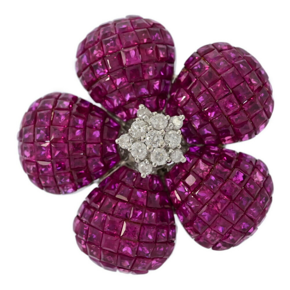 【楽天市場】RU14.5ct/FD:0.4ct/ビルマ産 フラワーモチーフ・ルビー・ダイヤモンド リング・指輪/K18WG/750-24.6g ...