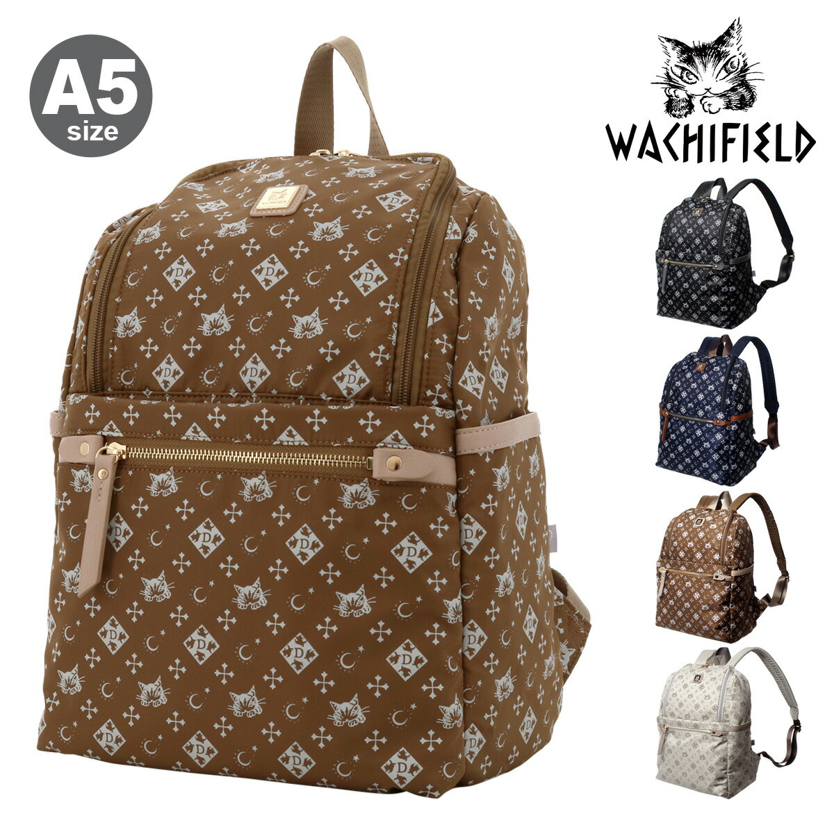 【楽天市場】わちふぃーるど 猫のダヤン リュック A5 レディース WTSK-05 WACHIFIELD | 総柄 プリント 軽量：メゾンドサックスバー財布・鞄専門