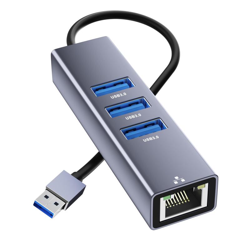 【楽天市場】USB LAN変換アダプター 有線LANアダプター イーサネットアダプタ 4-IN-1 USB ハブ 100Mbps RJ45 USB3.0*3拡張 5Gbps高速データ LAN ...