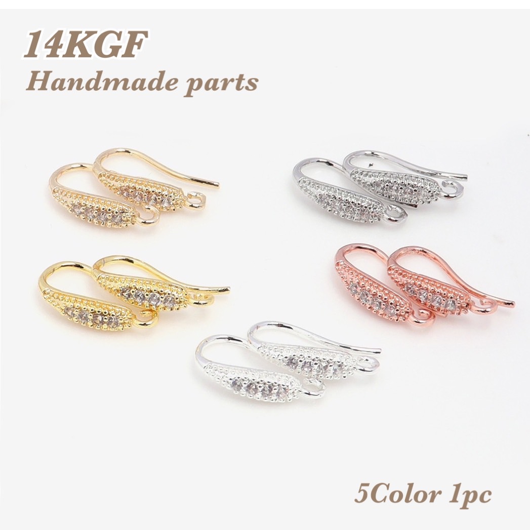 【楽天市場】選べる5色 14KGF ストーン付きピアスフック ストーン入りピアスパーツ ピアスハンドメイドパーツ DIY：Rinma