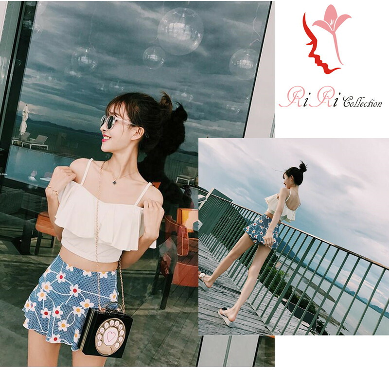 【楽天市場】RiRicollection mizugi-f099 花柄 かわいい フレア フリル 水着 上下 2点セット パットあり スカート ...