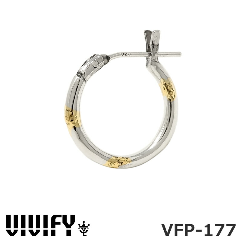 【楽天市場】ビビファイ フープ ピアス Mサイズ シルバー925 金鑞 (ろう) VIVIFY VFP-177 Hoop Pierce (M) w / gold 1点売り 片耳用 メンズ 男性 ...