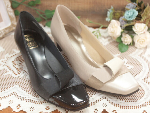 【楽天市場】【FIZZ REEN フィズリーン】 3Eワイズ リボンデザインパンプス 1272【ブラック・グレージュ・他取り寄せカラー】 【カジュアルパンプス 本革パンプス】【25FW】：RIV靴店