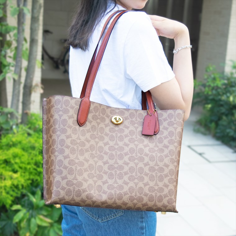 【楽天市場】コーチ トートバッグ レディース ベージュ×ライトブラウン CC SIGNATURE WILLOW TOTE C0693B4NQ4 ...