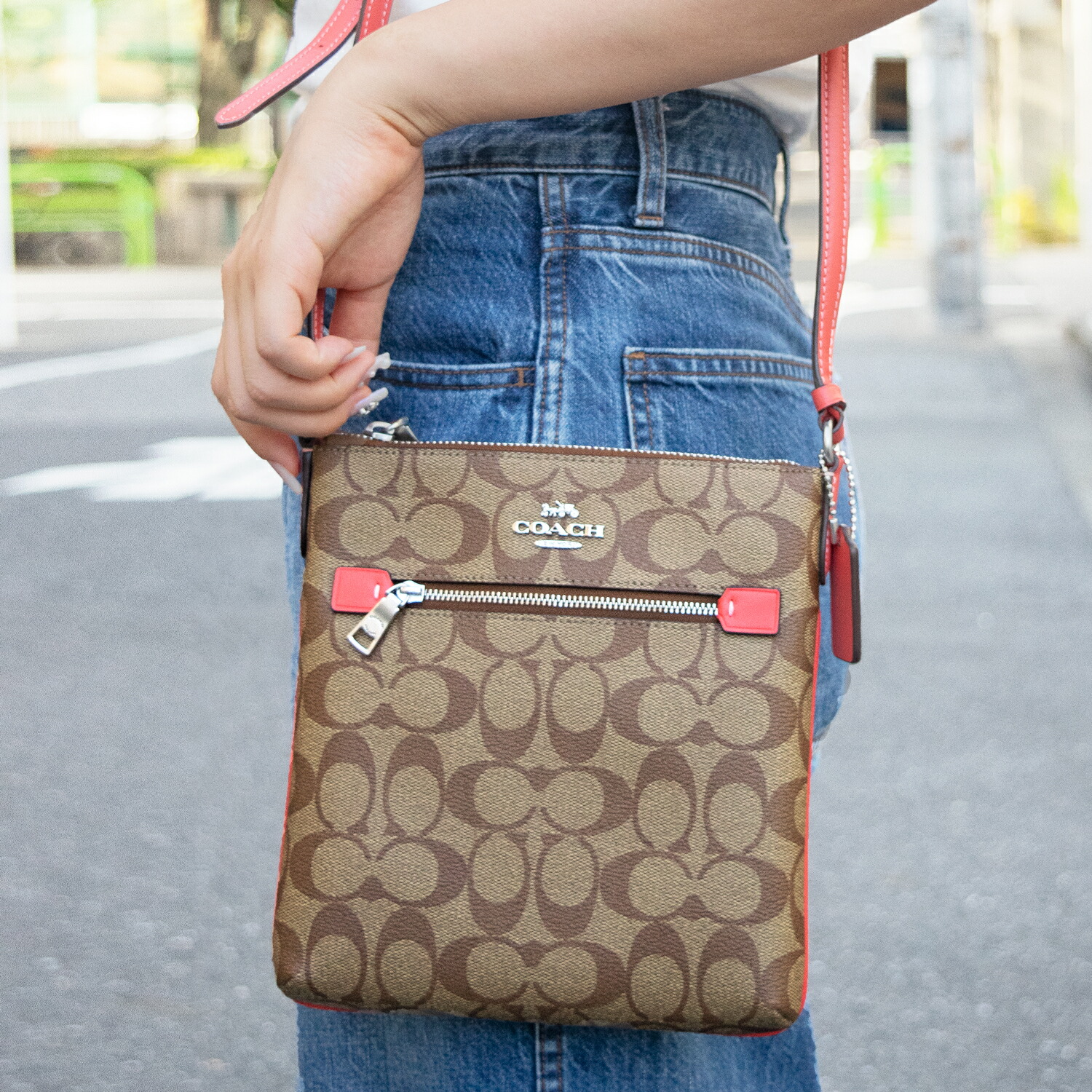 【楽天市場】コーチ バッグ レディース ショルダーバッグ アウトレット品 カーキ×タンジェリン SIG MINI RWN FILE SV ...