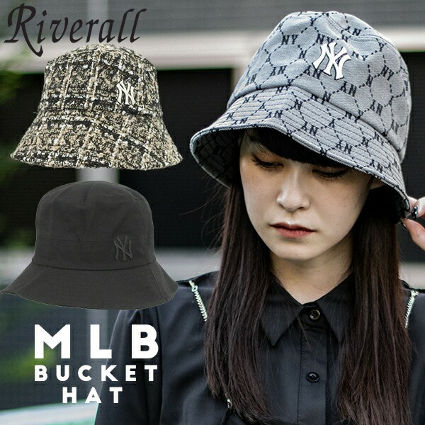【楽天市場】エムエルビー ハット レディース M 59cm ブラック BUCKET HAT 32CPHE011 MLB 30日間返品保証 代引 ...