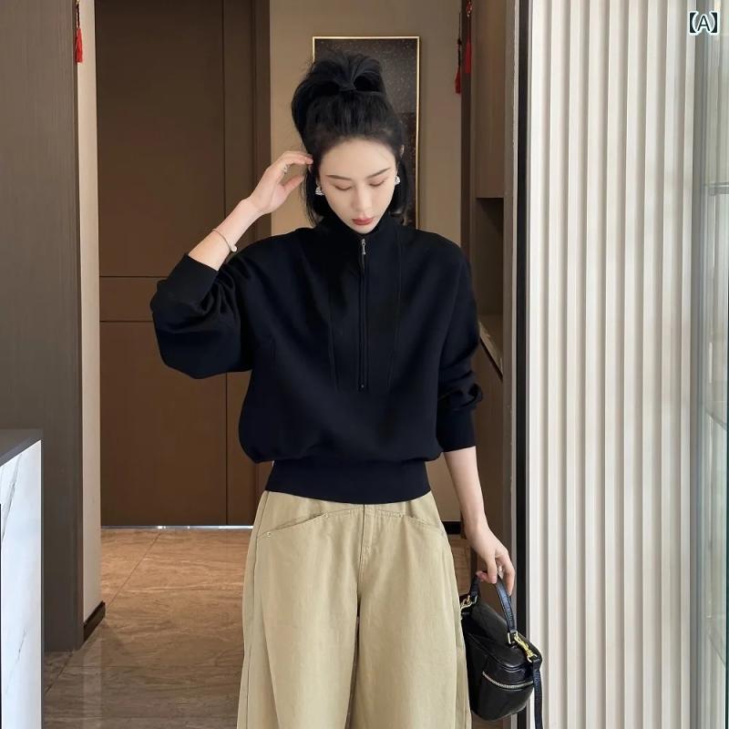 【楽天市場】フリース トップス ジッパー 2025 春秋 レディース スウェットシャツ ハーフ ジッパー ショート スモール トップス 長袖 ...