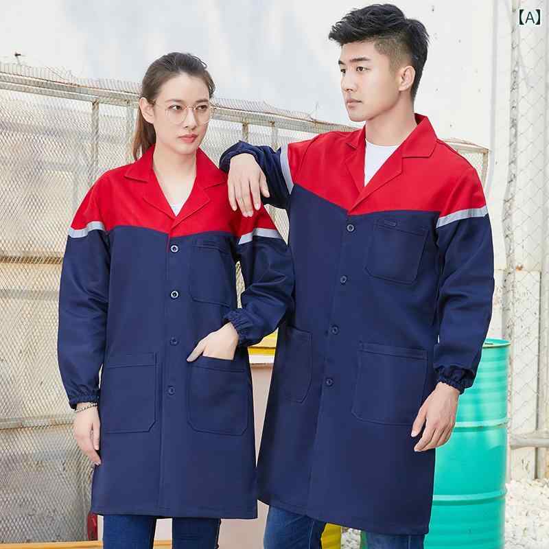 【楽天市場】作業着 メンズ ワーク 作業着 コート カラーマッチング 労働 保護 服 ポーター 食品 工場 飼料 防塵 ロング 倉庫：リバーパディ