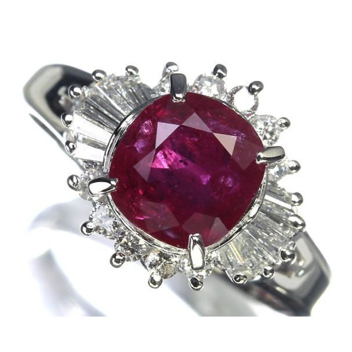 【楽天市場】≪RUBY≫ 華やかレッドカラー!! ルビー 大粒1.37ct!! ダイヤモンド Pt900 高級リング ダイヤ 11.5号リング 指輪：RK宝石