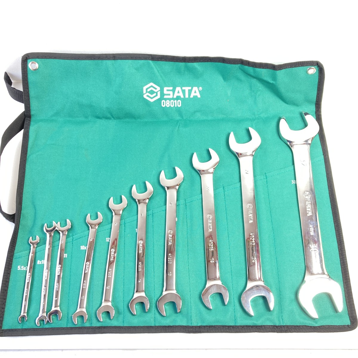 【楽天市場】＊＊【中古】SATA 両口スパナ 10本組 （専用収納ケース付）5.5mm～32mm 08010 グリーン Aランク：リサイクル ...