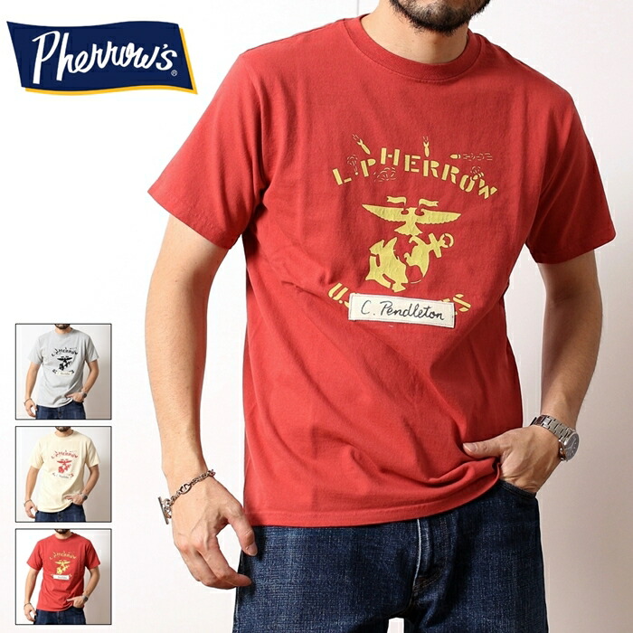 【楽天市場】Pherrow's フェローズ Tシャツ 24S-PT24 半袖 プリントTシャツ 厚手 丸胴 L.PHERROW ミリタリー 軍物 モチーフ デザイン プリント メンズ ブランド ...