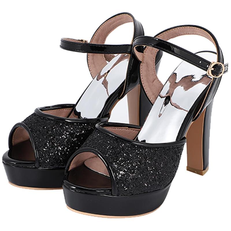 【楽天市場】キッソス（KISSOS） オープントゥ レディース ハイヒール アンクルストラップ サンダル キラキラ パンプス 12.5cm キャバ 可愛い 綺麗 美脚：Rococo Market