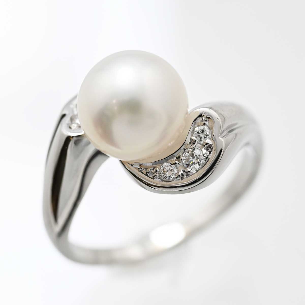 【楽天市場】(3394) ミキモト MIKIMOTO PT900 プラチナ パール8.2ミリ ダイヤ リング 11号 【中古】：ロド・ヤマカ 楽天市場店