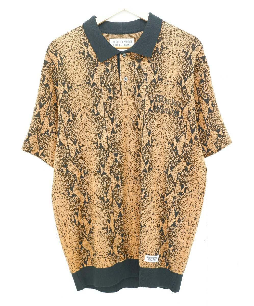 【楽天市場】【値下げしました】WACKO MARIA 23SS S/S PYTHON KNIT POLO SHIRT size：L ワコマリア パイソン柄 ニット 半袖 ポロシャツ オレンジ ...