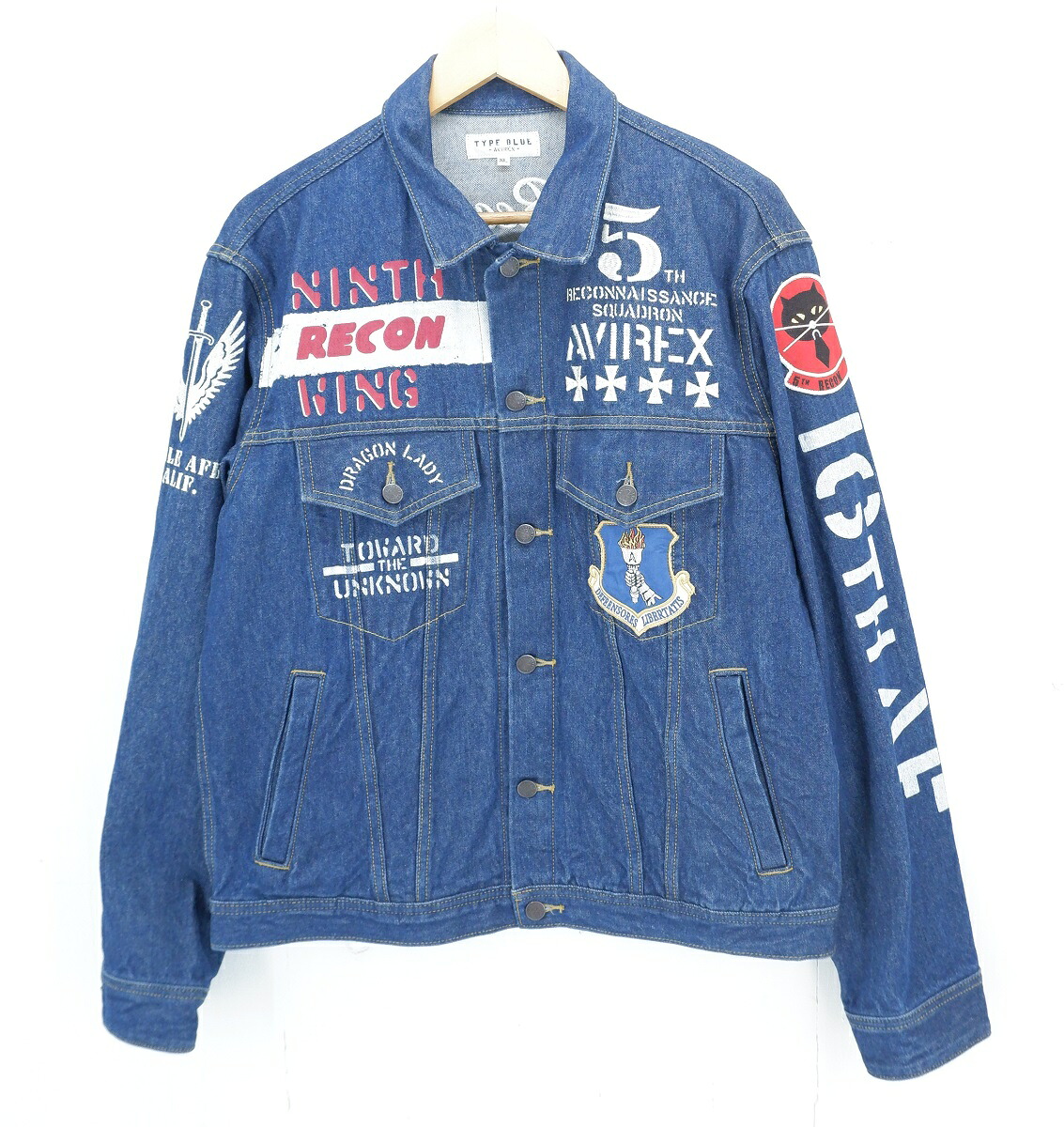 【楽天市場】AVIREX TYPE BLUE DENIM JACKET RECON size：XL アヴィレックス タイプブルー デニム ...
