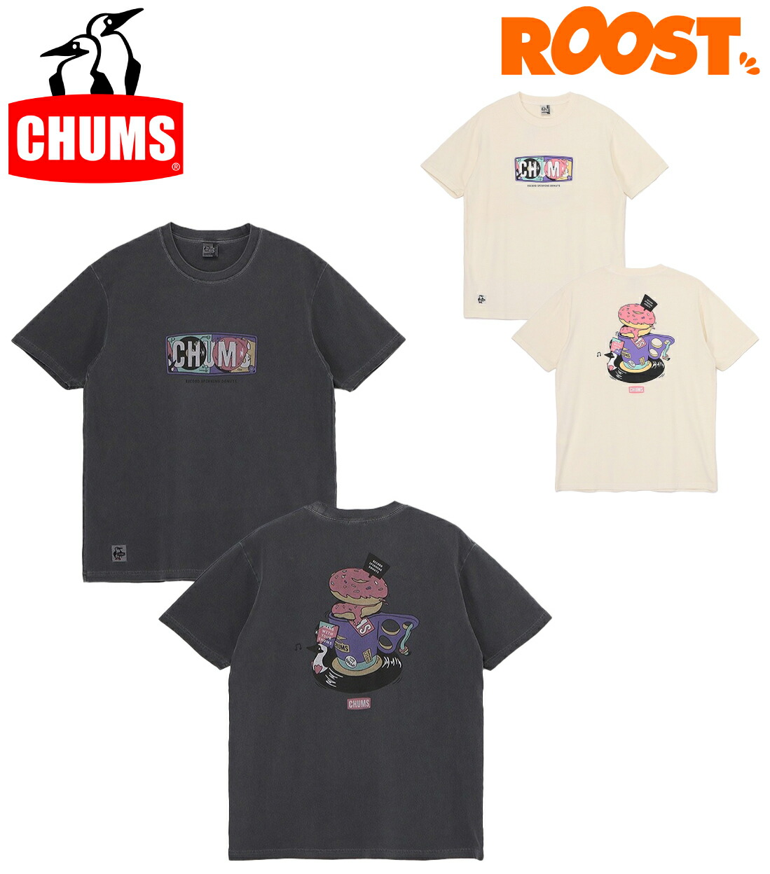 【楽天市場】CHUMS チャムス チャムスレコード＆ドーナツTシャツ トップス Tシャツ CHUMS Record & Donuts T ...