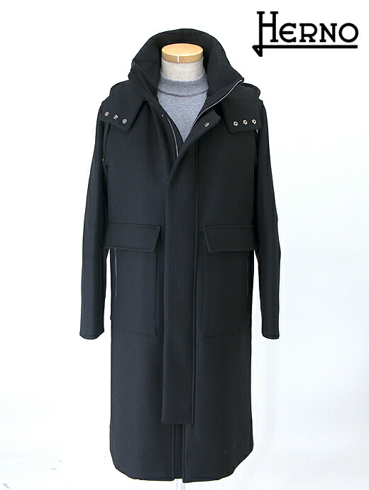 【楽天市場】【SALE】【35%】【秋冬】 HERNO/ヘルノ 中綿入りフーデッドスタンドカラーコート/HERNO-TECH ブラック her442001：ROOTWEB