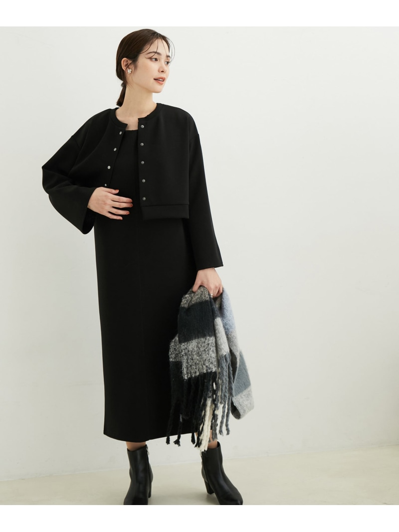 【楽天市場】ダンボールカーデ_ノースリワンピセット ROPE' ロペ ワンピース・ドレス ワンピース ブラック ホワイト【送料無料 ...