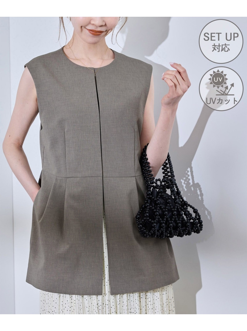 【楽天市場】【UV対応】【リネンライク・シリーズ】ペプラムジレベスト/通勤・セットアップ対応 ROPE' PICNIC ロペピクニック トップス ベスト・ジレ グレー ネイビー【先行予約 ...