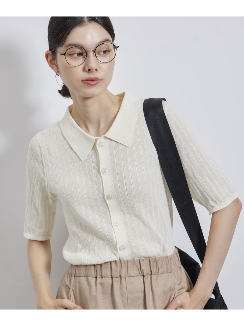 【楽天市場】【SALE／50%OFF】ハーフスリーブシアーポロニット ROPE' PICNIC ロペピクニック トップス ニット レッド ホワイト【RBA_E】[Rakuten Fashion ...