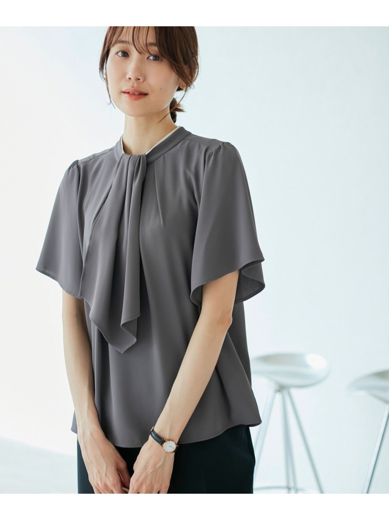 【楽天市場】【SALE／60%OFF】2WAY/さらさらボウタイハーフスリーブブラウス ROPE' PICNIC ロペピクニック トップス シャツ・ブラウス グレー ホワイト【RBA_E ...