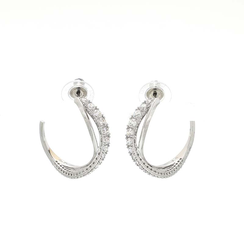 【楽天市場】すぐに使える【2点で5％OFFクーポン】ピアス レディース シルバー ホワイト スワロフスキー Twist Hoop ...