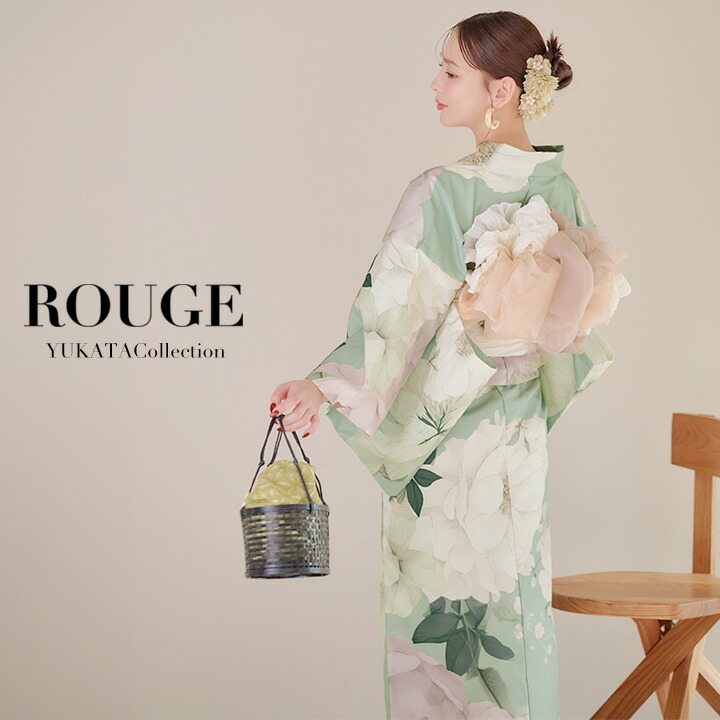 【楽天市場】送料無料 即日発送【浴衣3点セット】アンティークフラワーモダン浴衣[OBI-siwa-200-kj-13-OW / GETA-01 ...