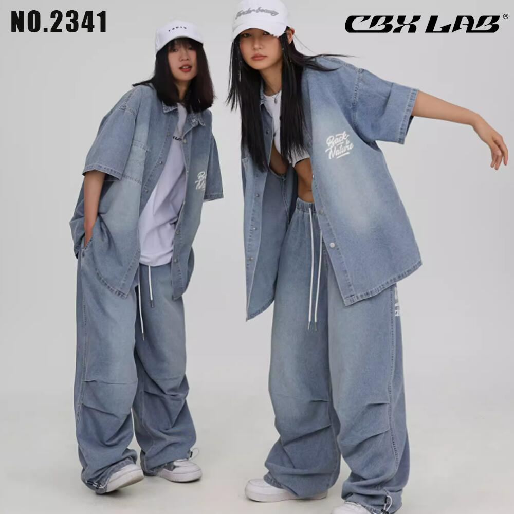 【楽天市場】500円OFFクーポンあり! 【CBX LAB】ダンス 衣装 半袖 デニム シャツ レディース 可愛い 練習着 レッスン着 ...