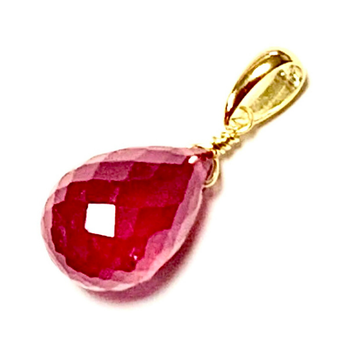 【楽天市場】【Rvaru】 《特価品》K18トップ ルビー ドロップ LL ペンダントトップ 11.5～13mm 大粒 K18YG 18金イエローゴールド ネックレストップ 誕生石 チャーム ...