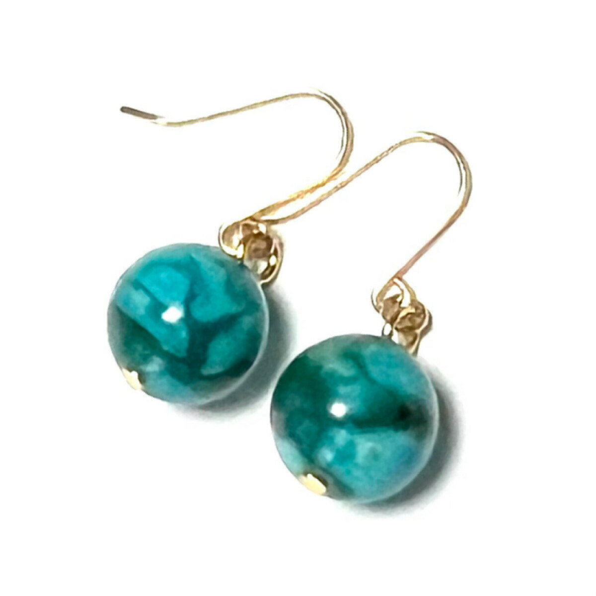 【楽天市場】【Rvaru】K18 ペルシャ ブルーオパール ピアス 8mm フックピアス K18YG 18金イエローゴールド アメリカン 揺れる シンプル 天然石 イヤリング チャーム 18K ...