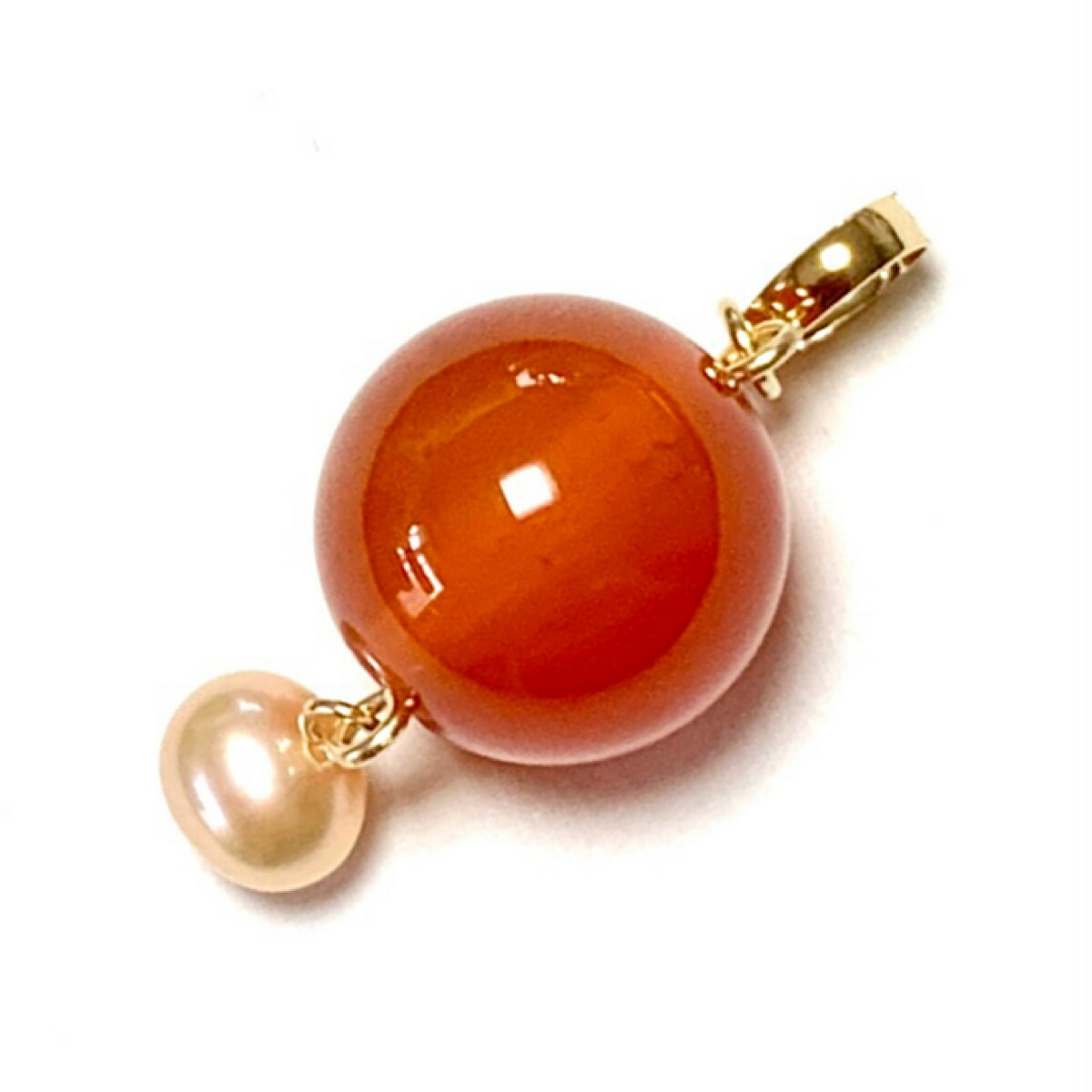 【楽天市場】【Rvaru】★ K18 カーネリアン トップ 12mm 淡水真珠 サーモンピンク系 パール ペンダントトップ K18YG 18金イエローゴールド ネックレストップ チャーム 誕生 ...