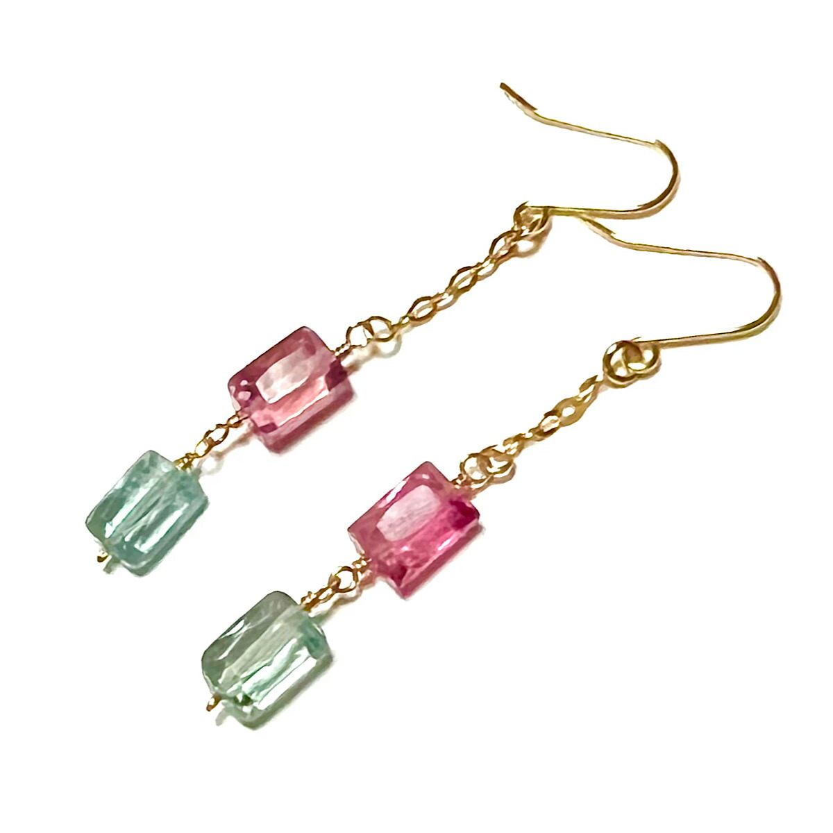 【楽天市場】【Rvaru】 K18 トルマリン ピンクトルマリン ピアス ブルートルマリン チェーンフックピアス K18YG 18金イエローゴールド ロング 揺れる 誕生石 18K 人気 ...