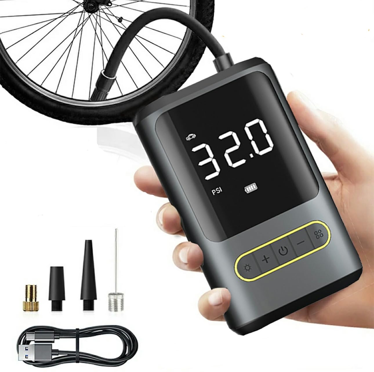 【楽天市場】自転車 空気入れ 電動 コードレス 電動空気入れ バイク 車 用 大画面ディスプレイ エアコンプレッサー 最大圧力150PSI 仏/英/米式バルブ：Rumay
