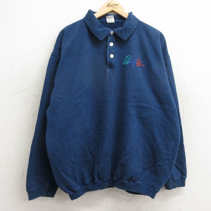 【楽天市場】【20%OFF】【中古】古着 長袖スウェット メンズ 90年代 90s Wagka 襟付き 大きいサイズ 2L LL ビッグ ...