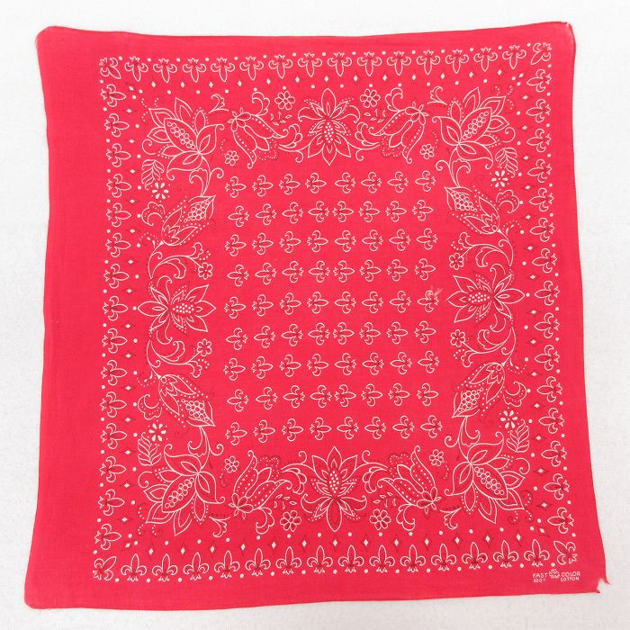 【楽天市場】中古 ビンテージ ヴィンテージ バンダナ 60年代 60s ゾウマーク 花柄 コットン 赤 レッド ...