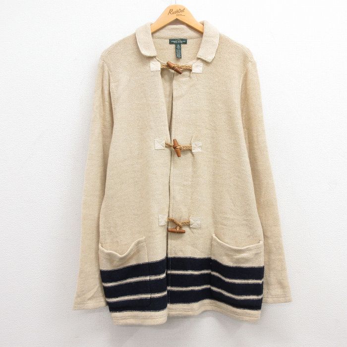 【楽天市場】【中古】古着 ラルフローレン Ralph Lauren 長袖 ブランド ニット カーディガン メンズ ラムウール 襟付き 薄 ...