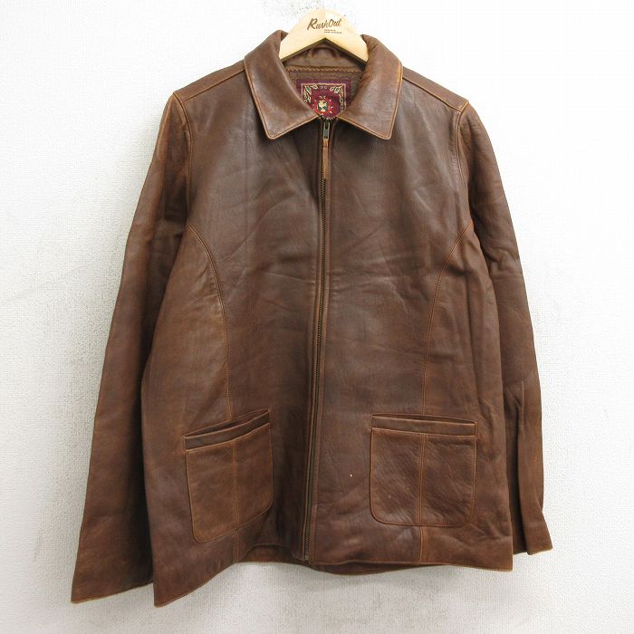 【楽天市場】【中古】古着 THE TERRITORY AHEAD 長袖 レザージャケット メンズ 00年代 00s 茶 ブラウン Lサイズ ...