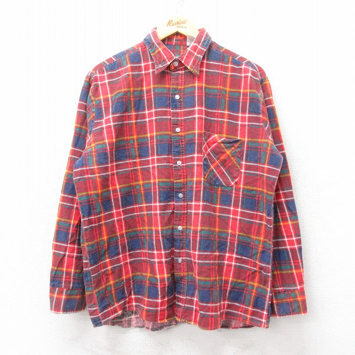 【楽天市場】【中古】古着 長袖 フランネルシャツ メンズ 90年代 90s コットン USA製 アメリカ製 紺他 ネイビー チェック Lサイズ ...
