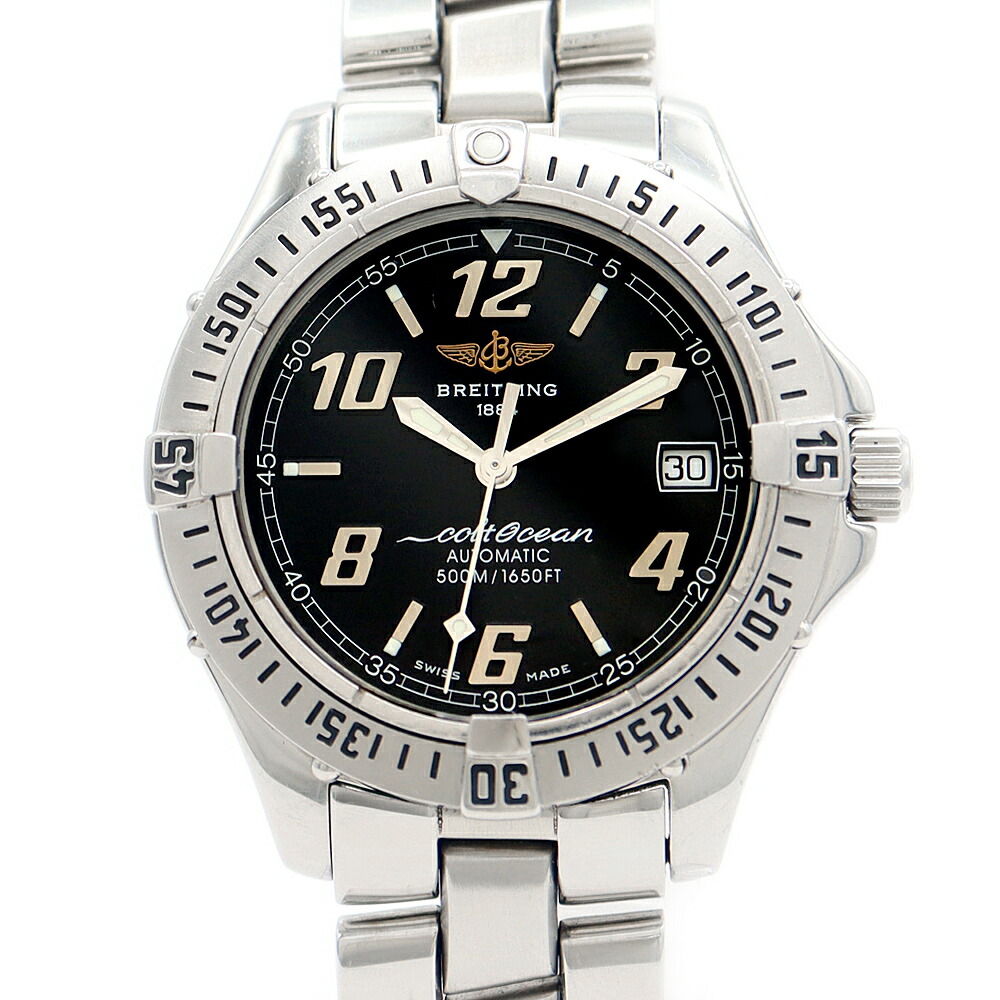 【楽天市場】BREITLING ブライトリング コルト オーシャン A17050 デイト 500m防水 黒 ブラック SS ステンレス メンズ ...