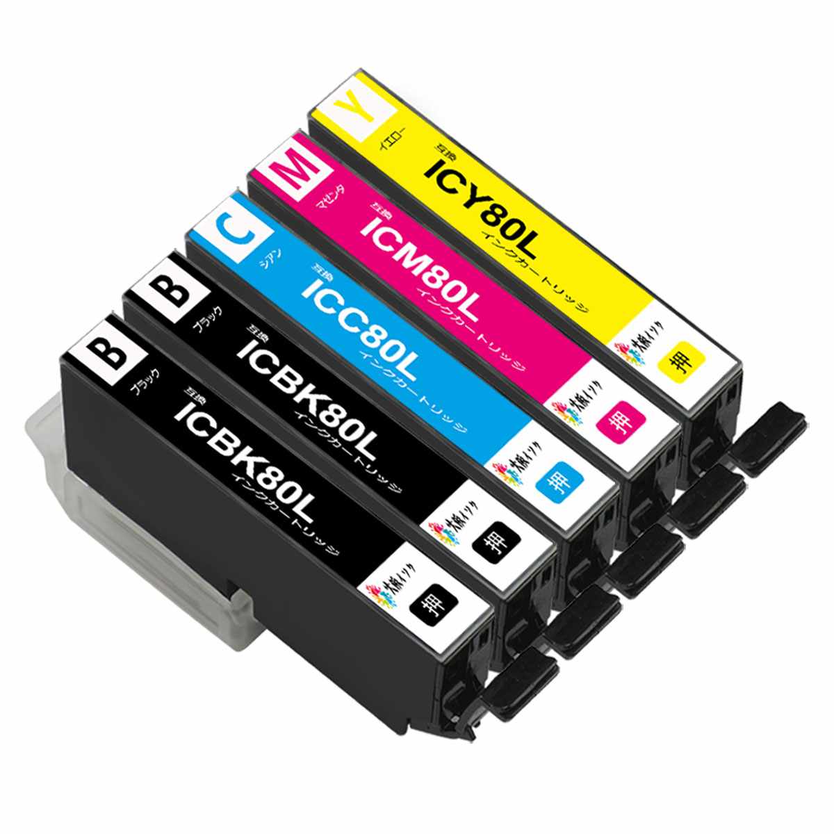 【楽天市場】エプソンIC6CL80L互換インクカートリッジEPSON IC80L 4色5本セット ICBK80Lブラック*2 ICC80L ...