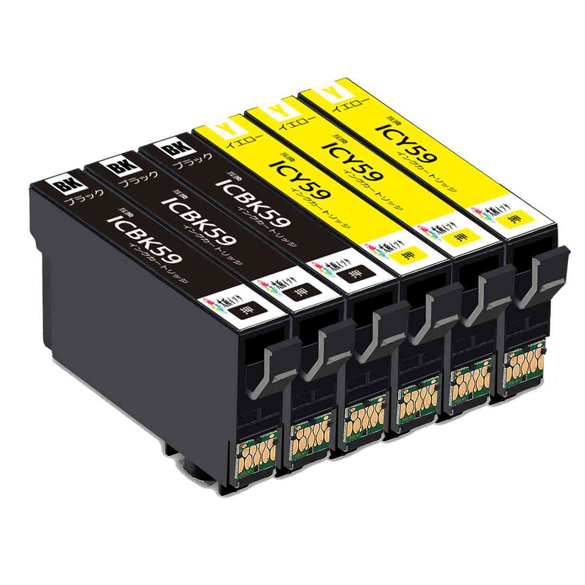 【楽天市場】ICBK59ブラック黒3個 ICY59イエロー3個 2色6本セット 互換インクカートリッジ Epエプソン用 対応機種：PX-1001 PX-1004 PX-1004C9 残量表示 ...
